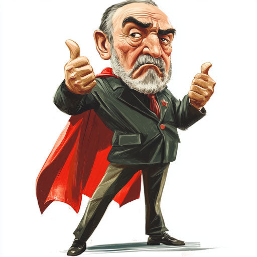 Humorous caricature with human characteristics and vibrant colors ...