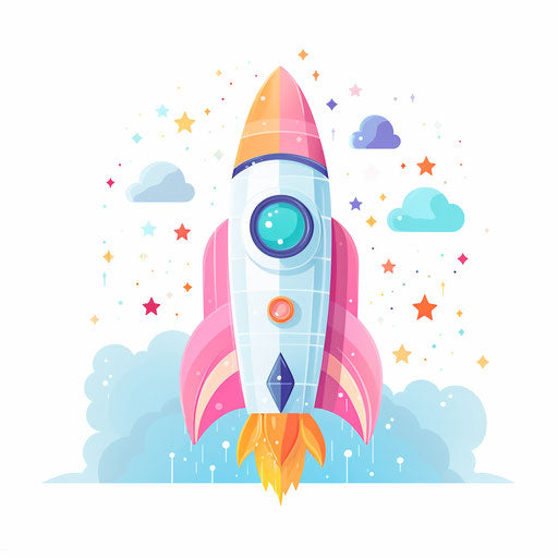 Rocket ship illustration in Pastel Colors Art style – IMAGELLA