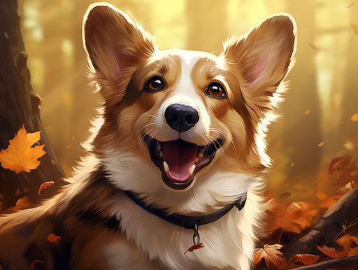 Corgi portrait by person wall art on white background, in the style of ...