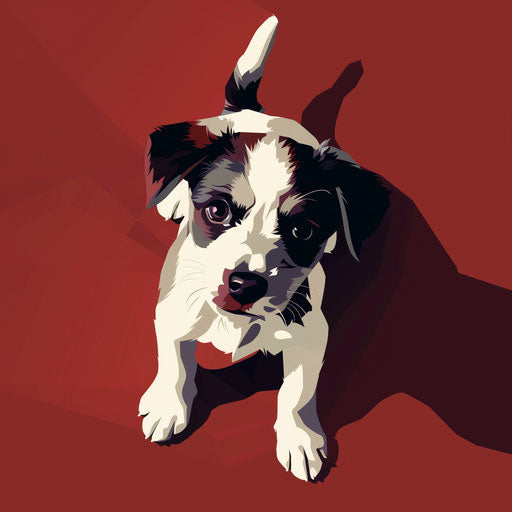 Flat maroon background with realistic puppy clipart – IMAGELLA