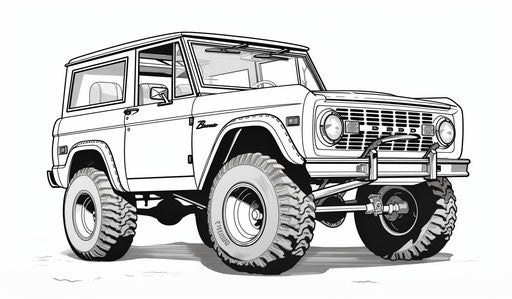 Ford Bronco coloring pages, detailed sci-fi style – IMAGELLA