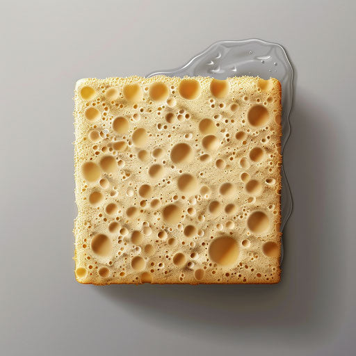 Realistic sponge on flat metallic silver background – IMAGELLA