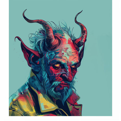 Realistic devil clipart on flat teal background – IMAGELLA