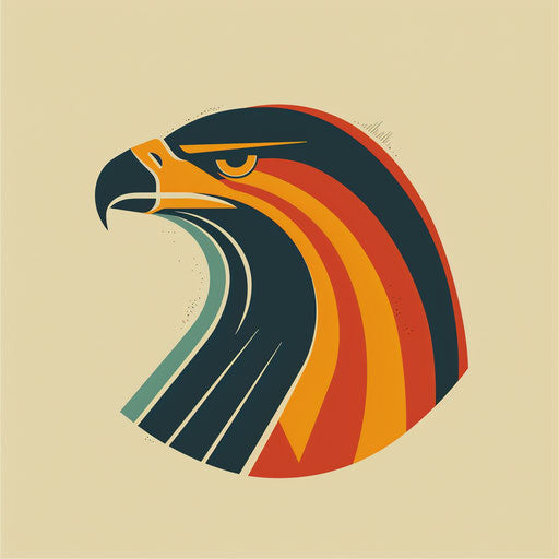 Retro eagle logo with bold lines and vintage colors on off-white ...