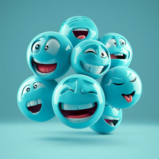 Hyper-realistic emotions clipart on flat teal background – IMAGELLA