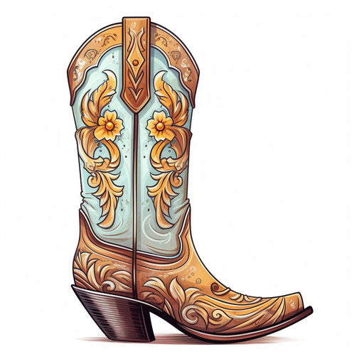 Cowboy boot in Pastel Colors Art style – IMAGELLA