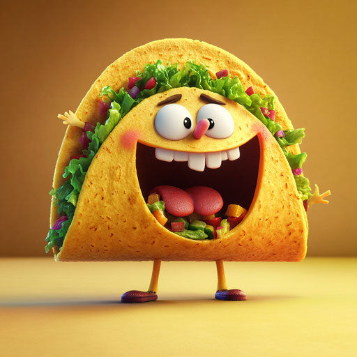 Humorous caricature of a taco with human characteristics – IMAGELLA