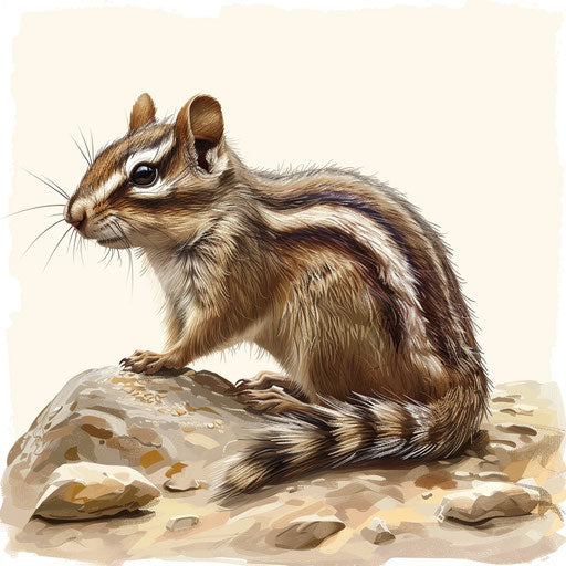 Chipmunk illustration in photo realistic style with a flat random ...