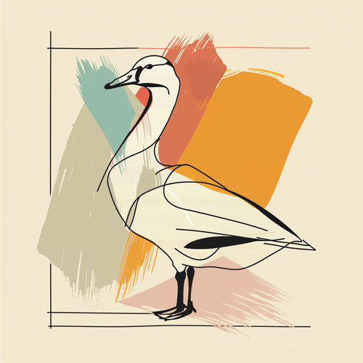 Flat tattoo sketch of a goose with minimalist single line drawing style ...