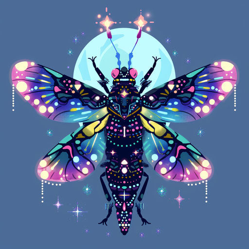 Modern tattoo sketch of a firefly with pixel art elements and bright ...