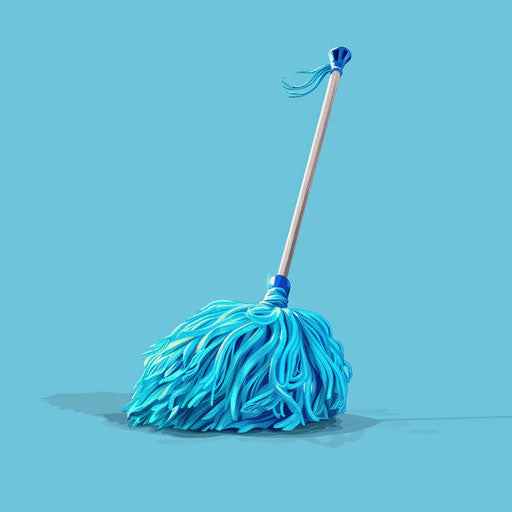 Mop clipart in photo realistic style with a light blue background and ...