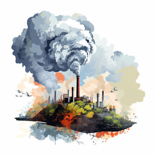 Air pollution clipart in the style of oil painting, on white background ...