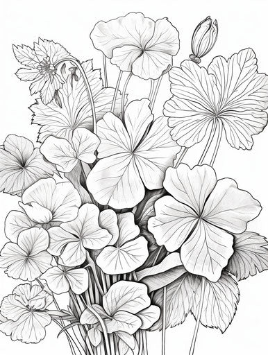 Four leaf clover coloring pages, st patrick's day, black and white ...