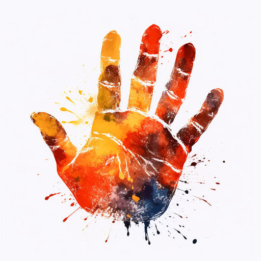 Handprint clipart in the style of oil painting, on white background ...