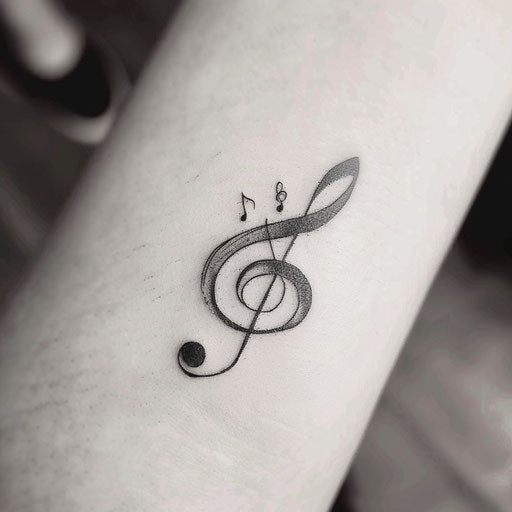 Musical note in black ink on white background – IMAGELLA
