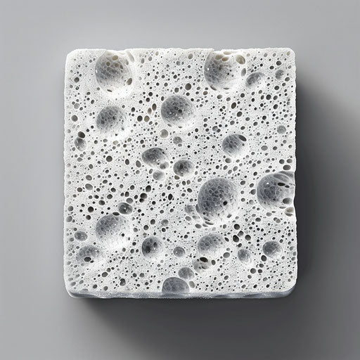 Realistic sponge on flat metallic silver background – IMAGELLA