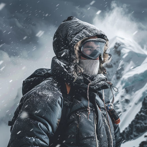 Masked climber in snowstorm on the Himalayas – IMAGELLA