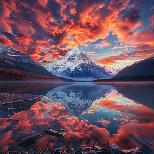 A stunning dawn over Mount Robson, sky ablaze – IMAGELLA