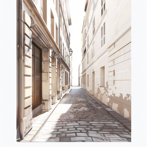 Realistic street illustration on white background, soft textures – IMAGELLA