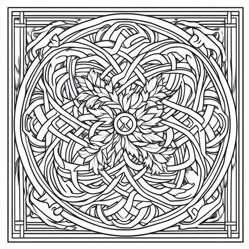 Complex Celtic knot with a plant in the style of Teagan White,Coloring ...