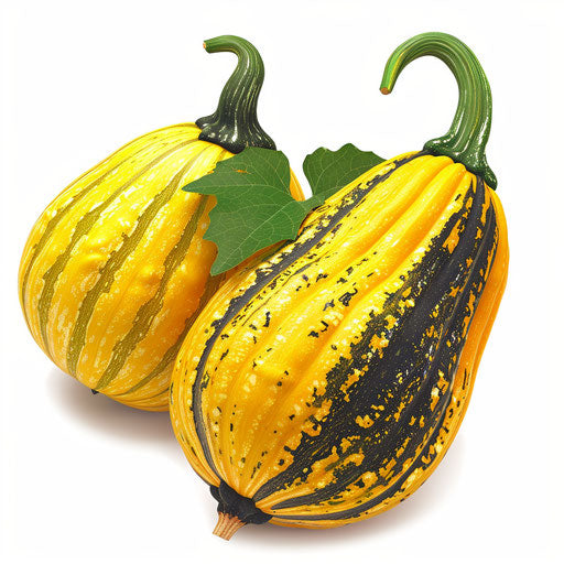 Realistic squash clipart on flat white background, bright colors and ...