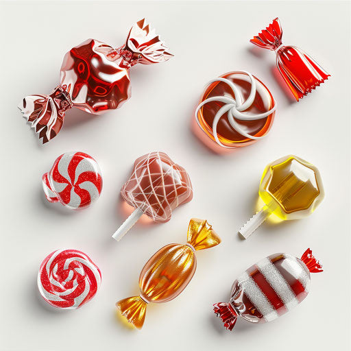 Realistic candy clipart on flat white background with dynamic shadows ...