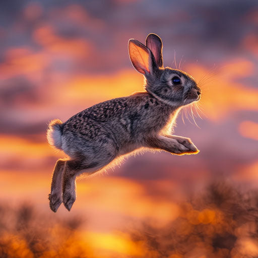 Rabbit leaping at vibrant sunset – IMAGELLA