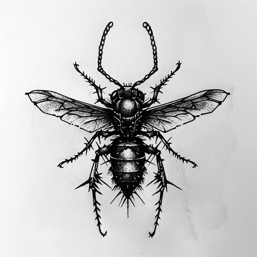 Gothic tattoo sketch of a dark wasp – IMAGELLA