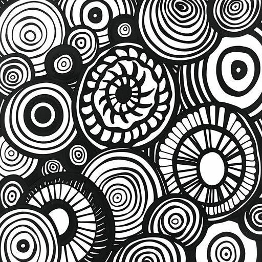 Floral patterns of overlapping circles. Coloring page – IMAGELLA