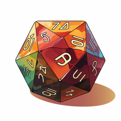 A 20-sided die clipart in Minimalist style, on white background – IMAGELLA