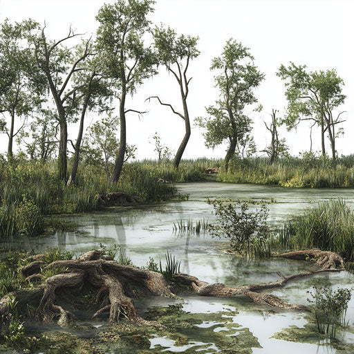 Realistic illustration of a swamp, high resolution, no background ...