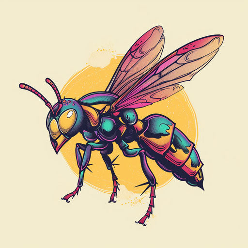 Cartoon tattoo sketch of a colorful and fun wasp – IMAGELLA