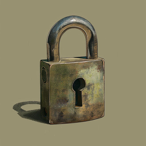 Realistic padlock clipart on muted olive background – IMAGELLA