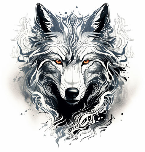 The black and white wolf howls, contoured shading style – IMAGELLA