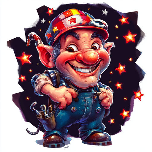 Humorous caricature of a plumber with human characteristics ...