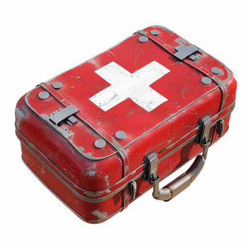 Realistic first aid kit clipart on flat white background – IMAGELLA
