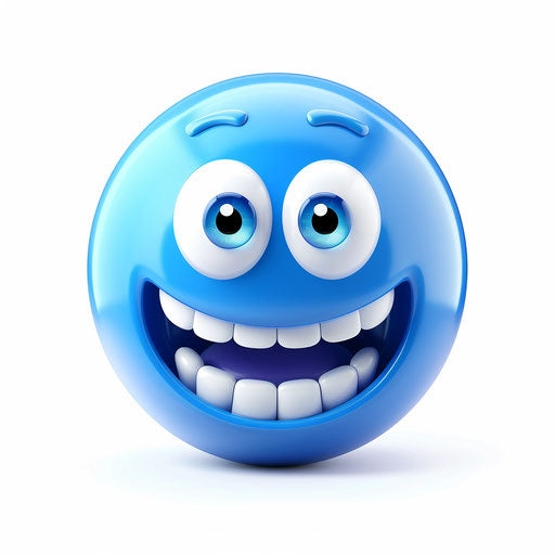 Happy blue face with hanging ears in white – IMAGELLA