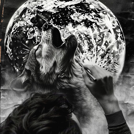Realistic wolf howling at the moon – IMAGELLA