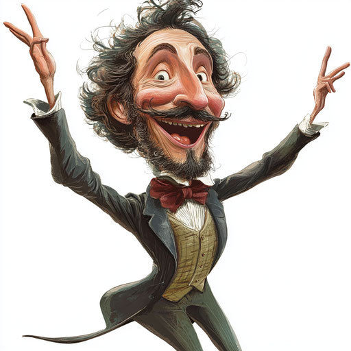 Humorous caricature of a clipart character with exaggerated dimpled ...