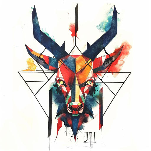 Geometric devil tattoo: sharp angles and bold colors – IMAGELLA