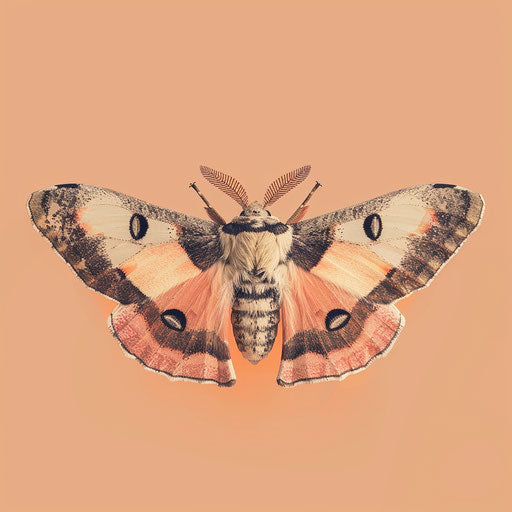 Realistic moth illustration on pastel peach background – IMAGELLA