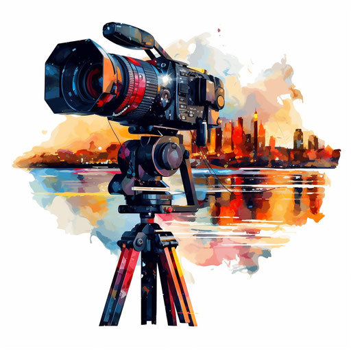 Video camera clipart in the style of Impressionistic Art, on a white ...