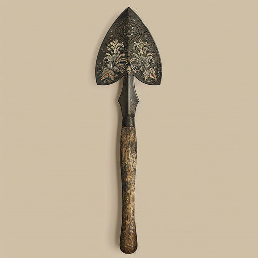 Realistic spade drawing on plain backdrop, rustic details – IMAGELLA