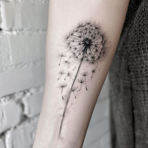 Gothic style dandelion tattoo on white background – IMAGELLA