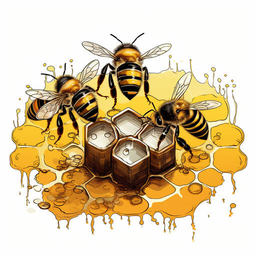 Bees on apiaries with honeycombs in pop art style – IMAGELLA