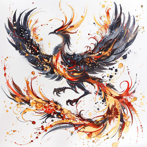 Gothic phoenix rising from flames on white background – IMAGELLA