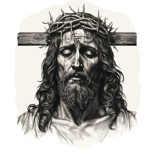 Cut out Jesus skull, detailed cross-hatching style – IMAGELLA