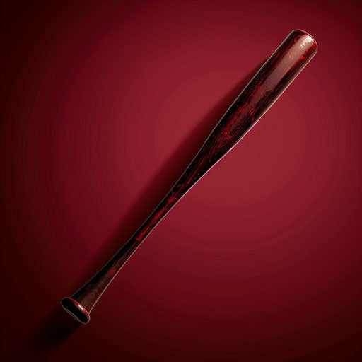 Luminous effect on a photo realistic baseball bat on rich burgundy ...