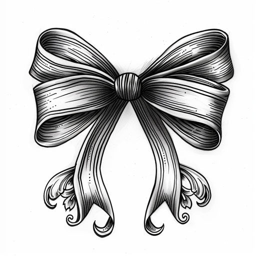 Classic tattoo sketch of a bow with traditional black and gray shading ...