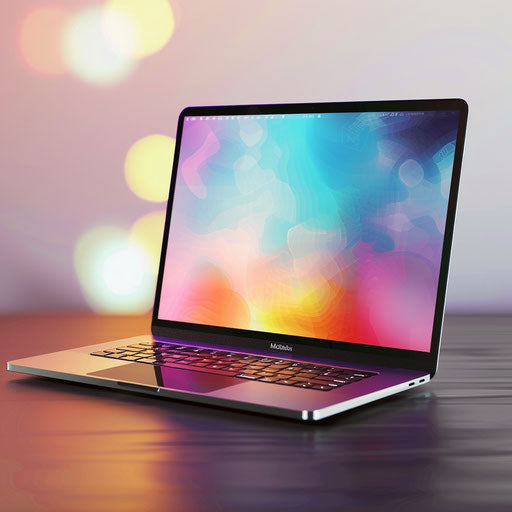 Laptop illustration on flat blue background – IMAGELLA